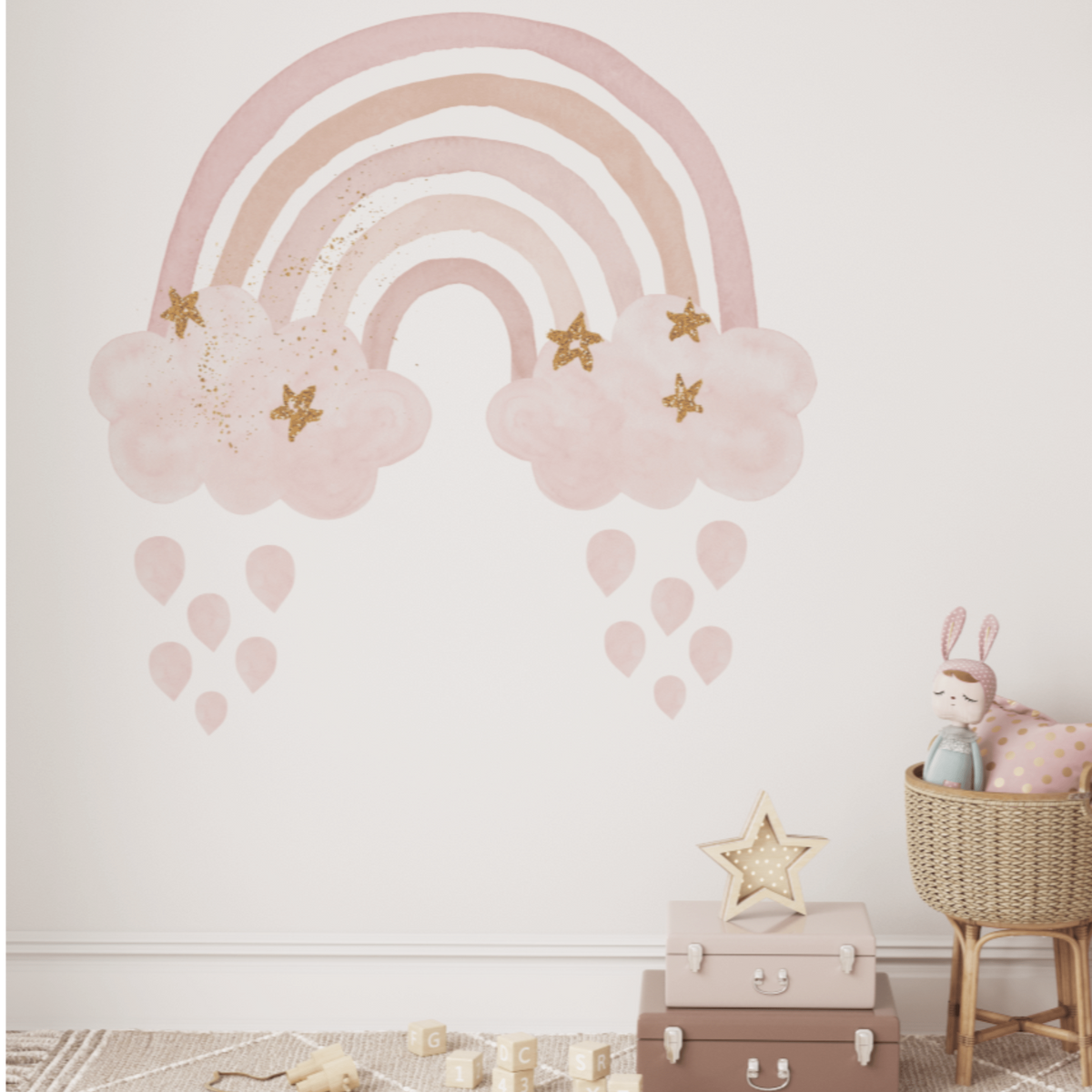 Shop Large Pastel Boho Rainbow Wall Decals for your Nursery, Playroom ...